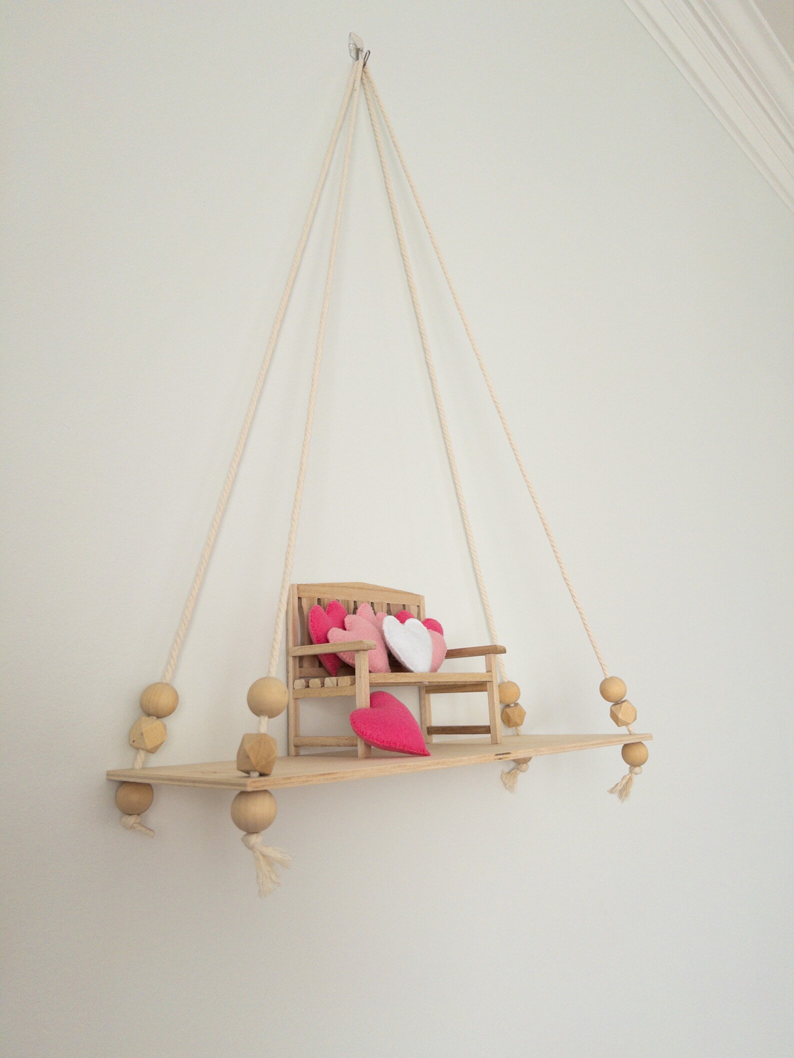 Hanging Wooden Swing Shelf Nursery Decor Kids Decor Bedroom Hanging ...