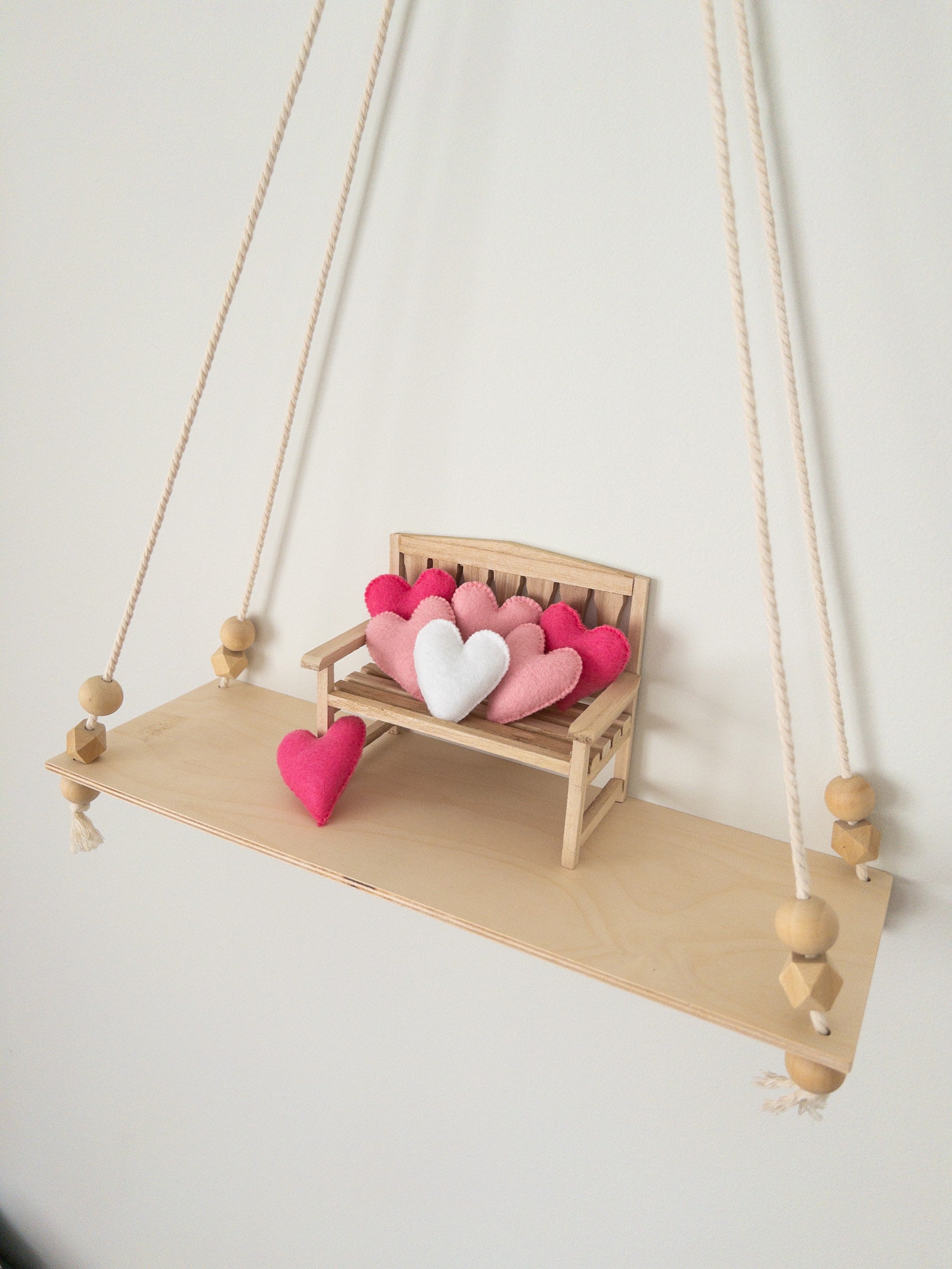 Hanging Wooden Swing Shelf Nursery Decor Kids Decor Bedroom Hanging ...