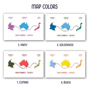 Personalise Printable Long Distance Map Gift Any Three Country City ...