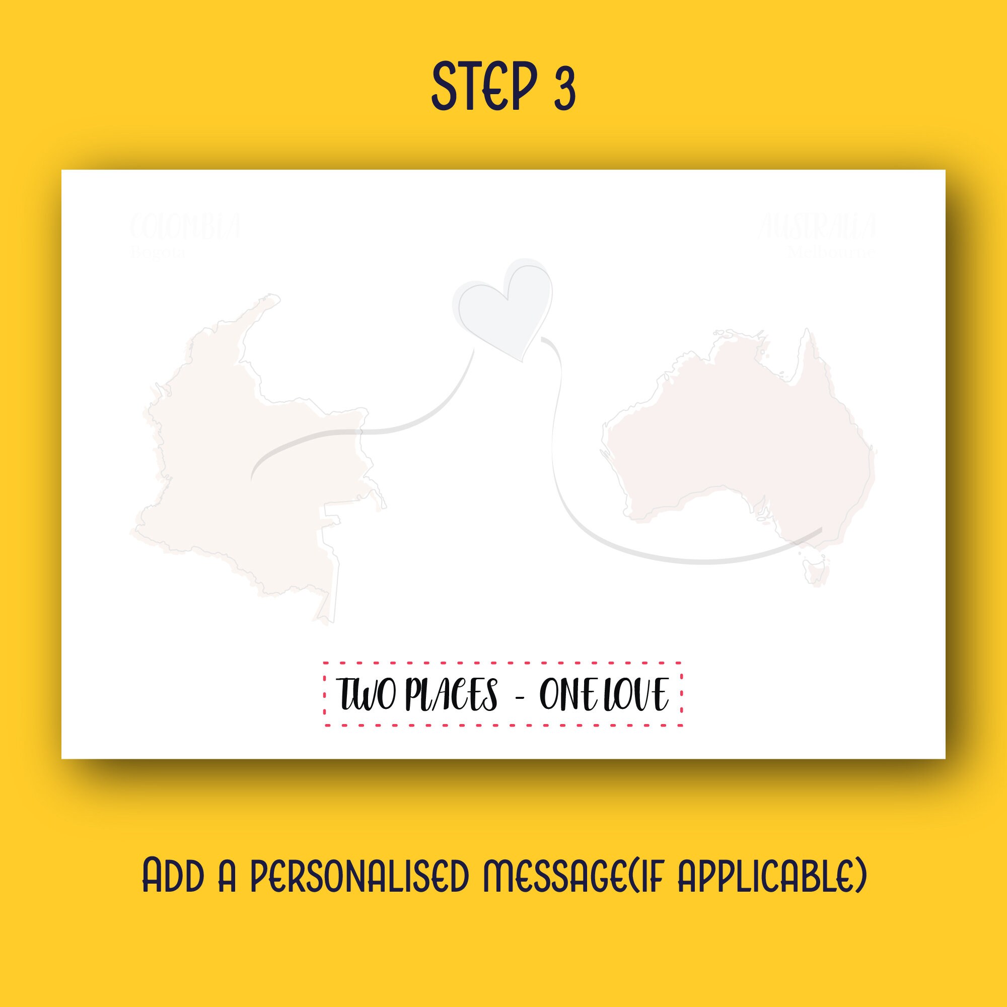 Personalise Long Distance Map Gift Two Country for Print - Etsy