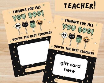 Coffee Gift Card for Teacher Gift for Halloween Gift for Teacher Gift ...