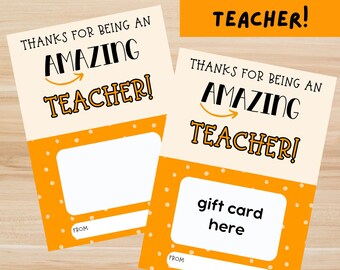 Teacher Appreciation Gift Card Printable Appreciation Card for Teacher ...