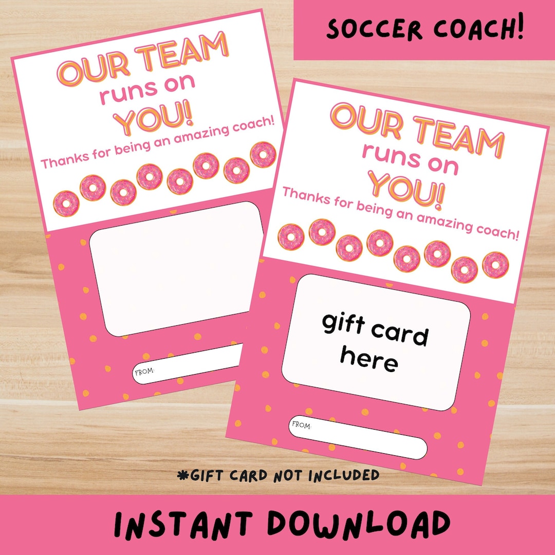 Soccer Coach Gift Card Printable, Soccer Coach Gift, Cute Gift for ...