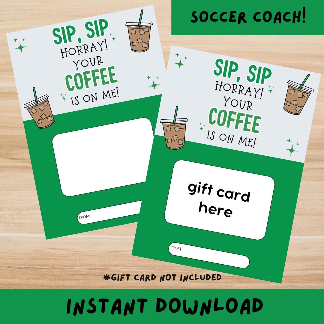 Soccer Coach Gift Card Printable, Soccer Coach Gift, Cute Gift for ...