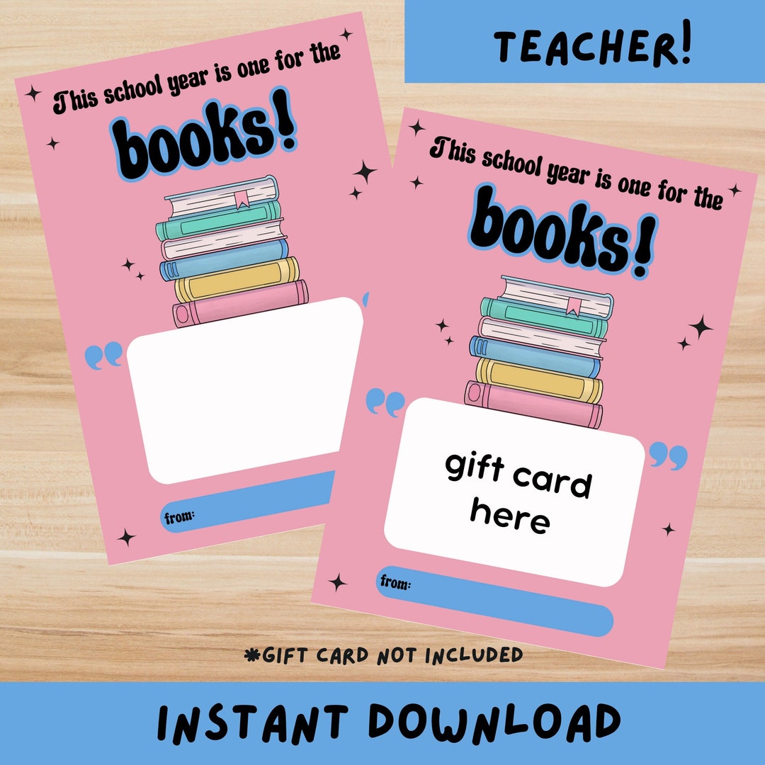 Teacher Appreciation Gift, Book Gift Card, Teacher Appreciation Week ...