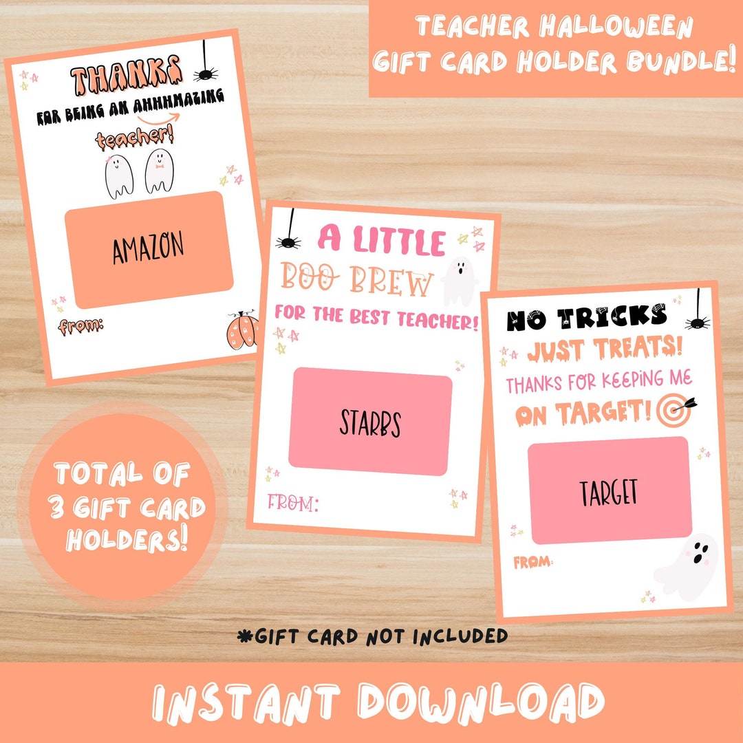 Halloween Teacher Gift Thank You Teacher Gift Card Holder for Teacher ...