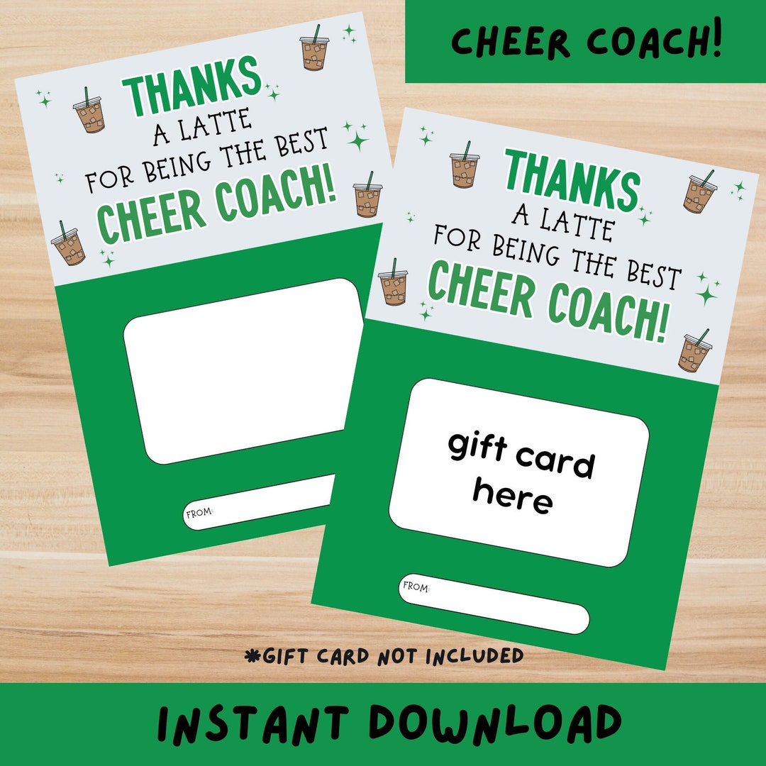 Cheer Coach Gift Card Holder Printable Gift Card for Cheer Coach Cute ...