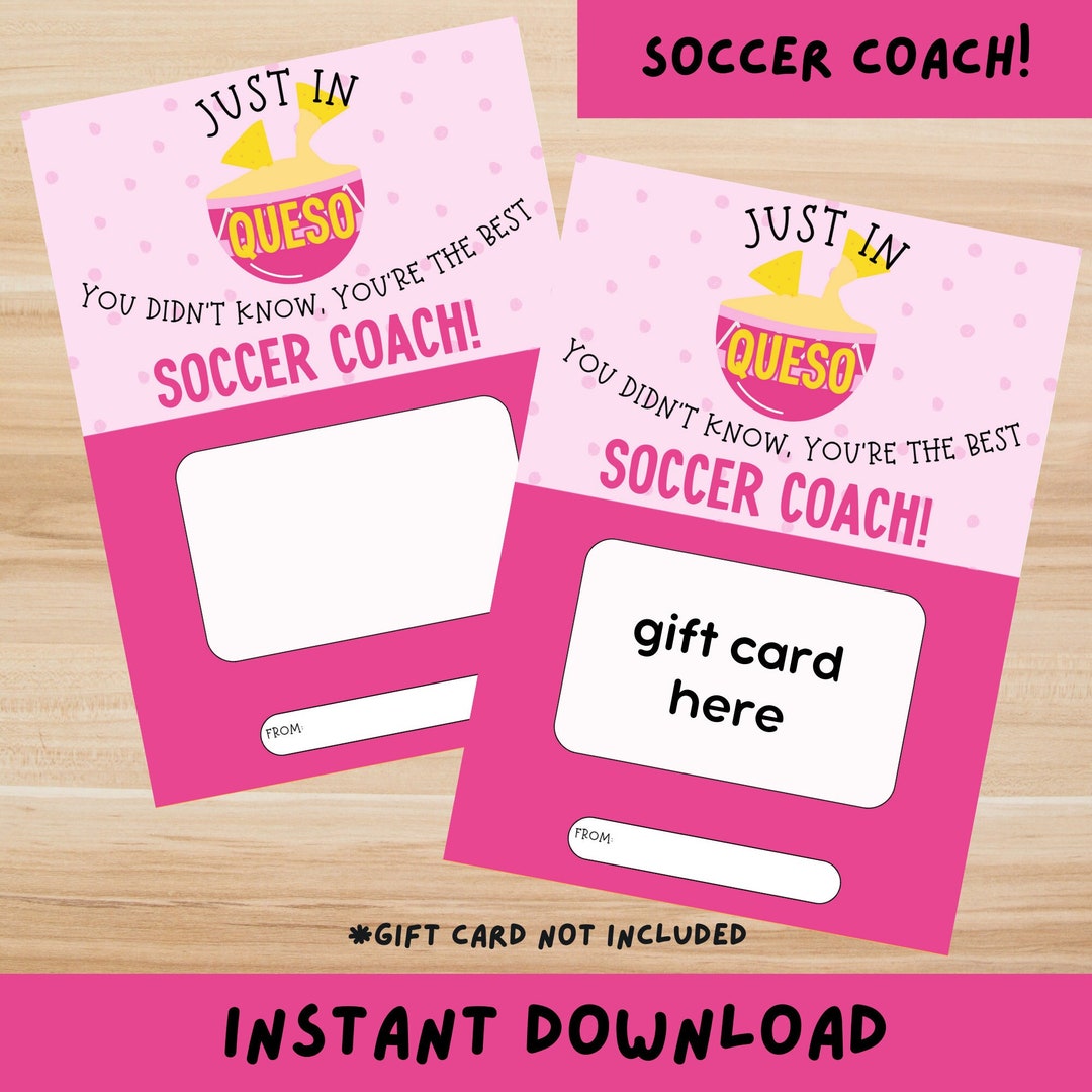 Soccer Coach Gift Card Printable, Cute Gift for Soccer Coach, Gift Card ...