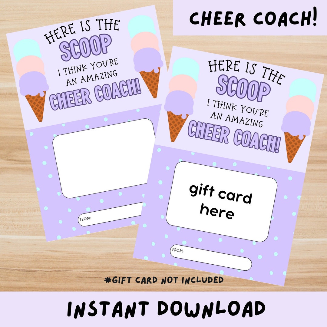 Gift Card for Cheer Coach, Cheer Coach Gift Card, Cheer Coach Printable ...