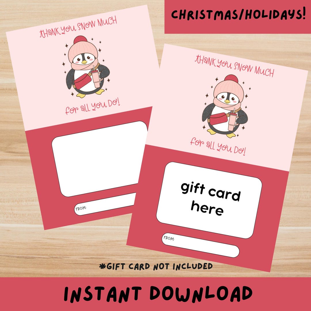 Christmas Gift Card Printable Teacher Gift Card for Christmas Thank You ...
