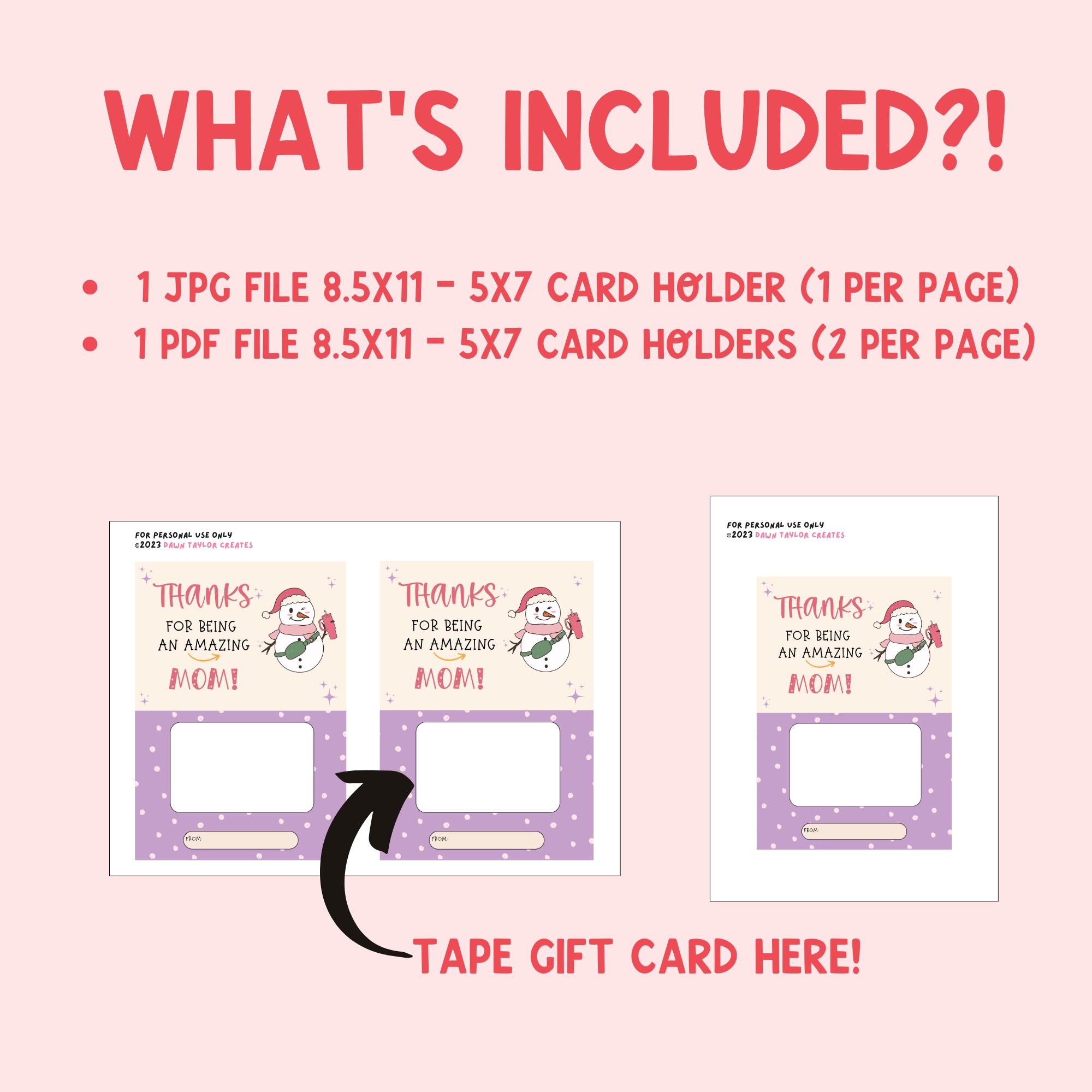 Mom Printable Gift Card for Christmas Printable Gift Card for Mom Xmas ...