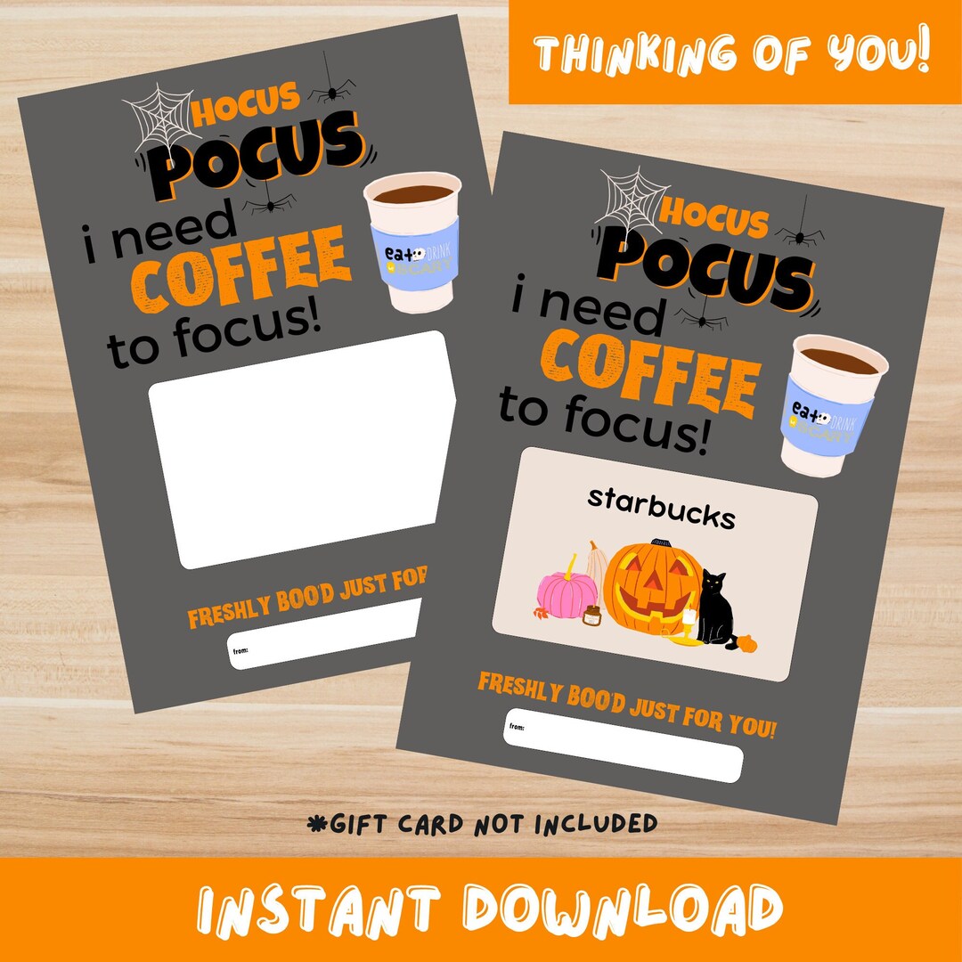 Halloween Coffee Gift Card Holder Halloween Printable Coffee Gift Card ...