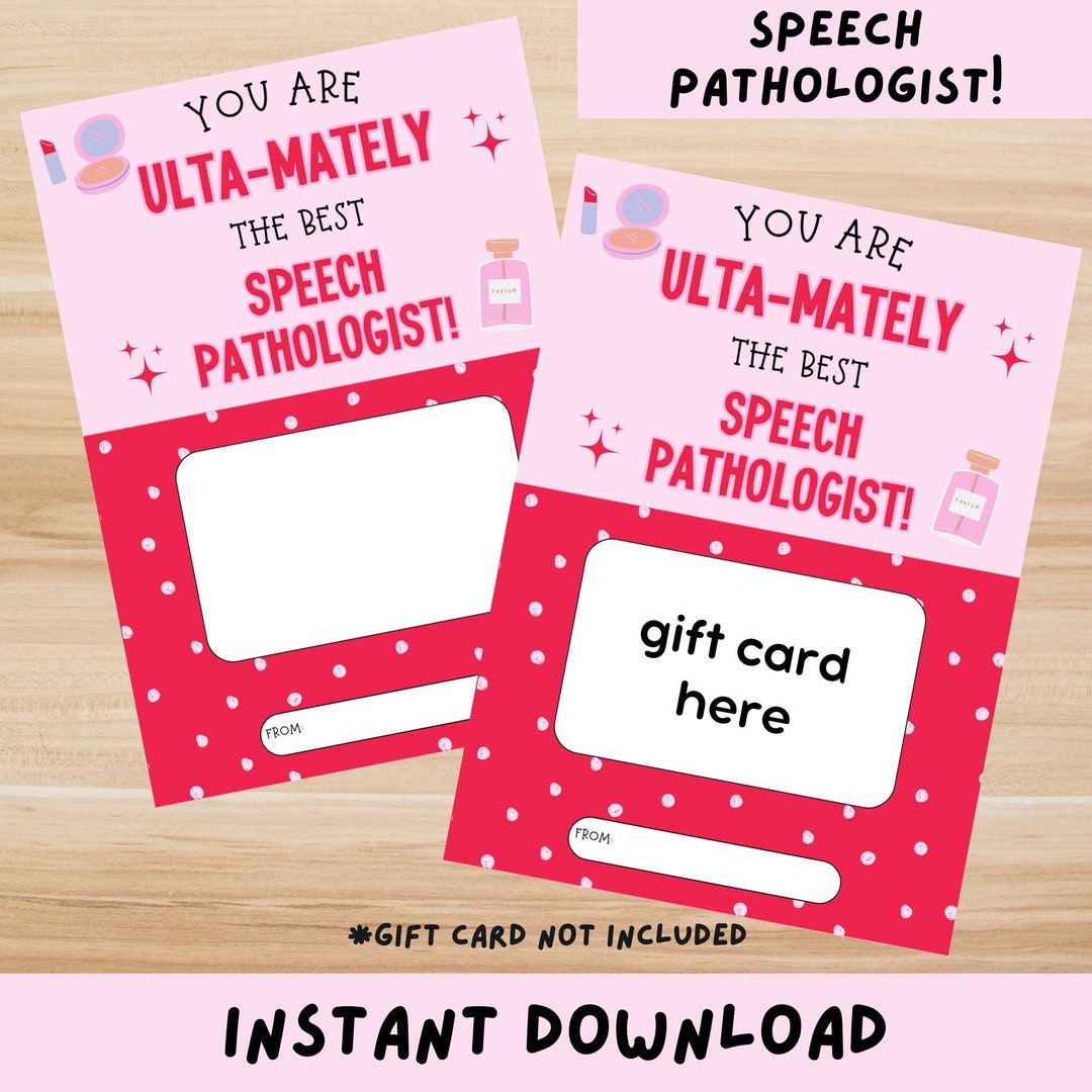 Speech Pathologist Gift Card Printable, Speech Gift, Cute Gift for SLP ...