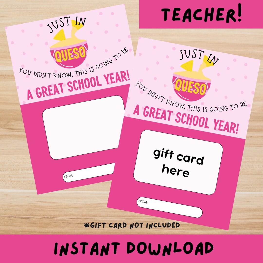 Cute Gift Card for Teacher Printable Teacher Gift Card Holder First ...