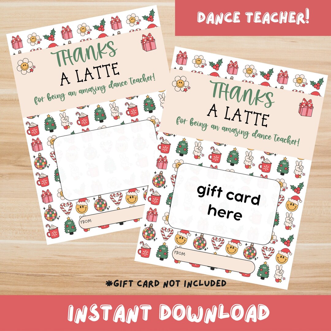 Christmas Dance Teacher Gift Card Holder, Dance Teacher Gift Card for ...