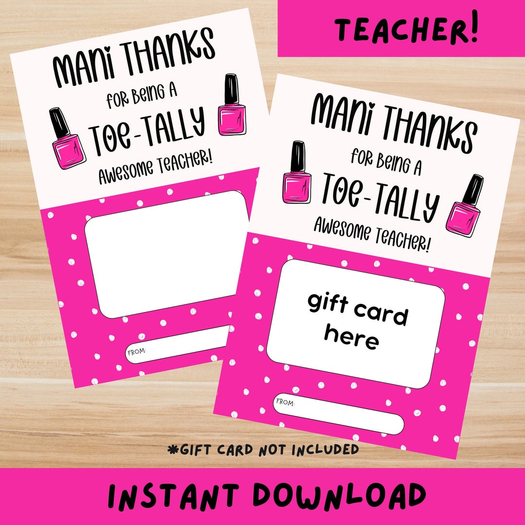 Printable Gift Card for Teacher Cute Teacher Appreciation Week Gift ...