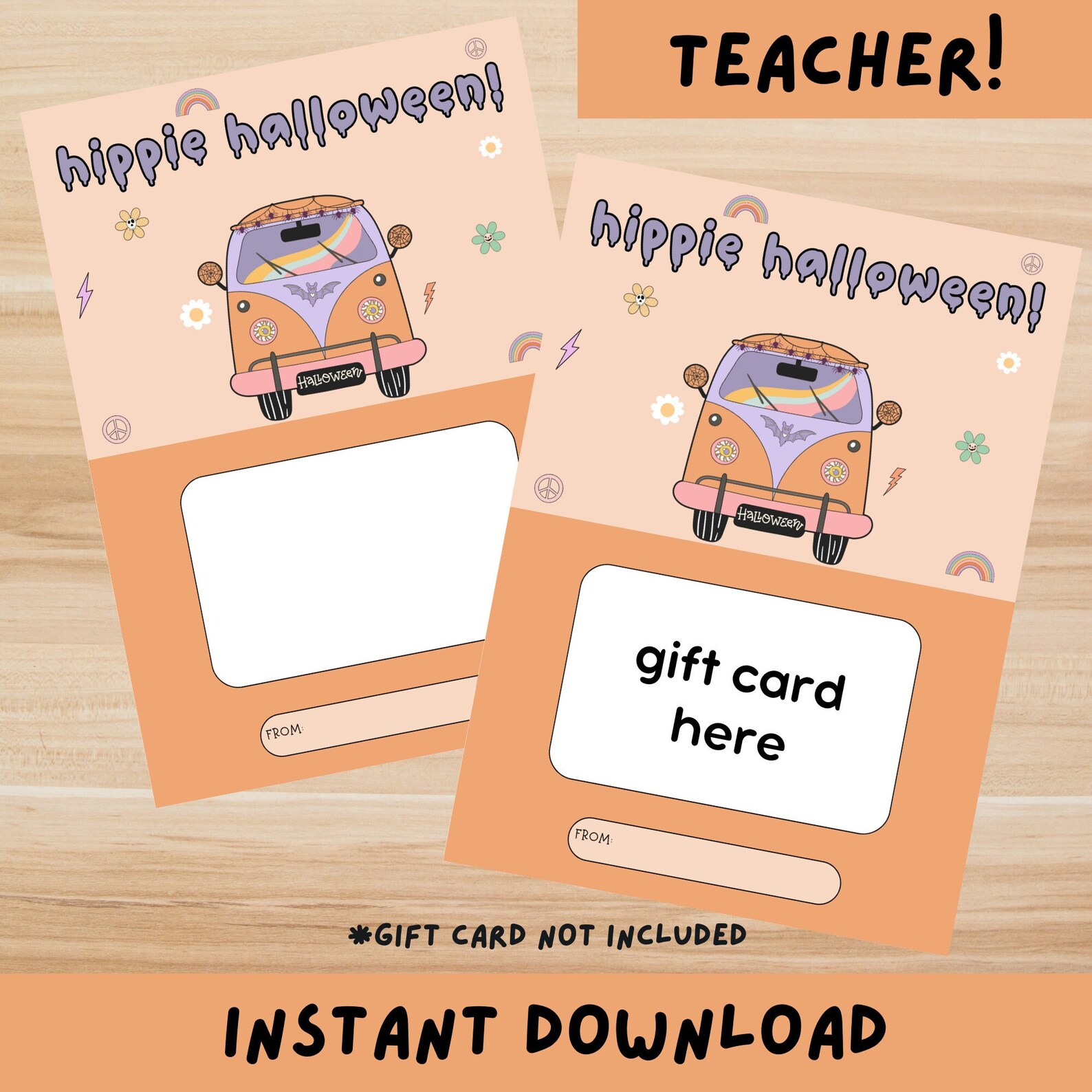 Halloween Printable Gift Card Holder for Teacher Halloween Gift Card ...