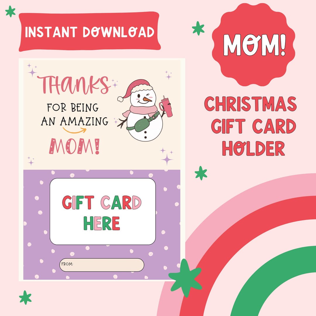 Mom Printable Gift Card for Christmas Printable Gift Card for Mom Xmas ...