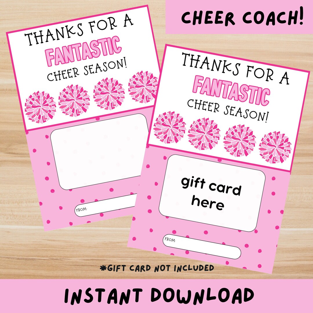 Cute Cheer Coach Gift Card, Cheer Gift Card, End of Season Gift, Gift ...
