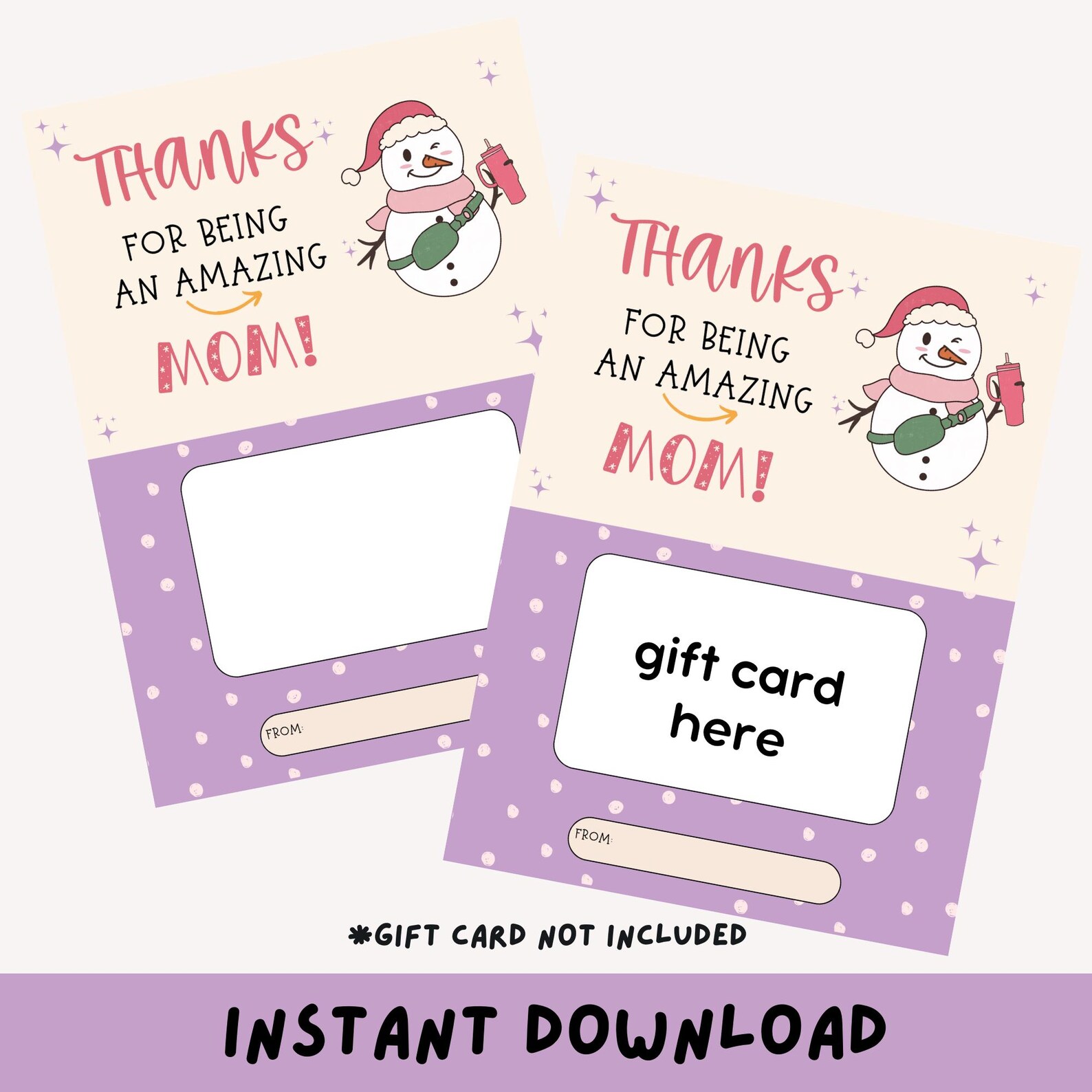 Mom Printable Gift Card for Christmas Printable Gift Card for Mom Xmas ...