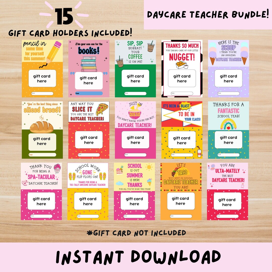 Printable Daycare Teacher Appreciation Gift Thank You Daycare Teacher ...