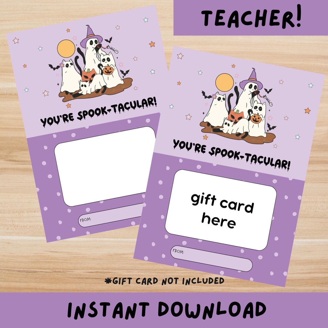 Halloween Printable Gift Card Holder Printable Teacher Gift Card Holder ...