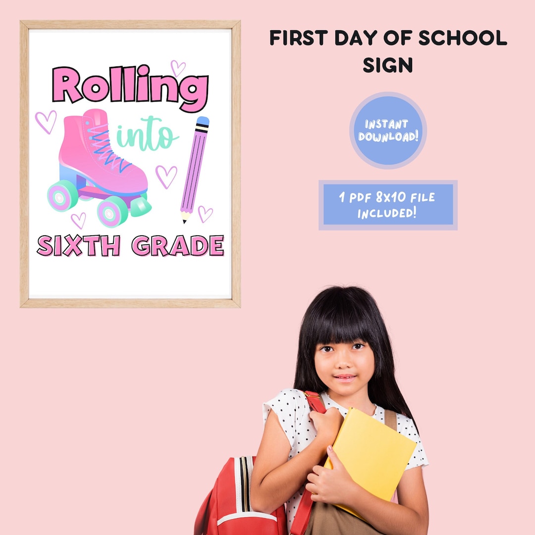 Cute First Day of School Sign Printable Sixth Grade Back to - Etsy ...