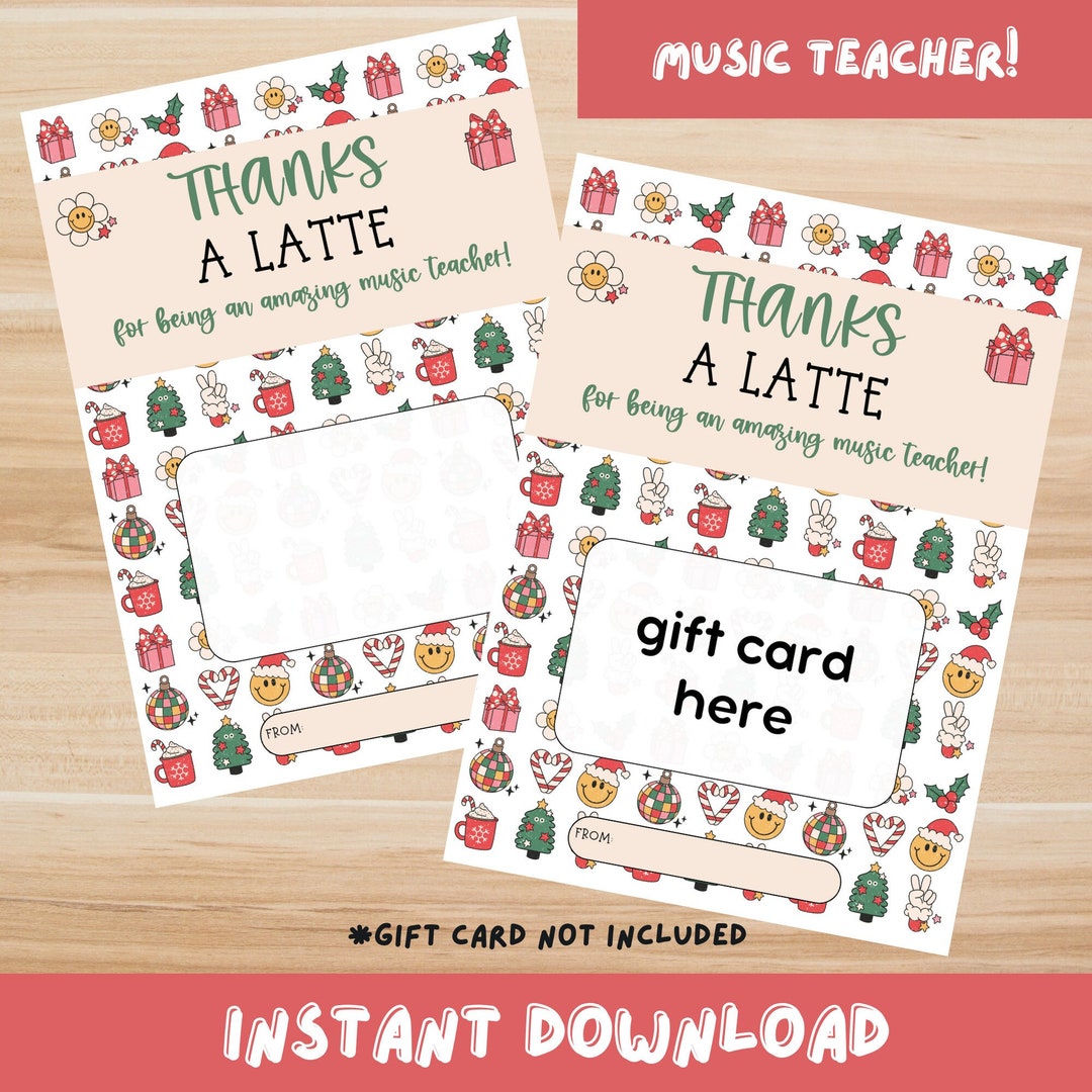 Christmas Music Teacher Gift Card Holder, Music Teacher Gift Card for ...