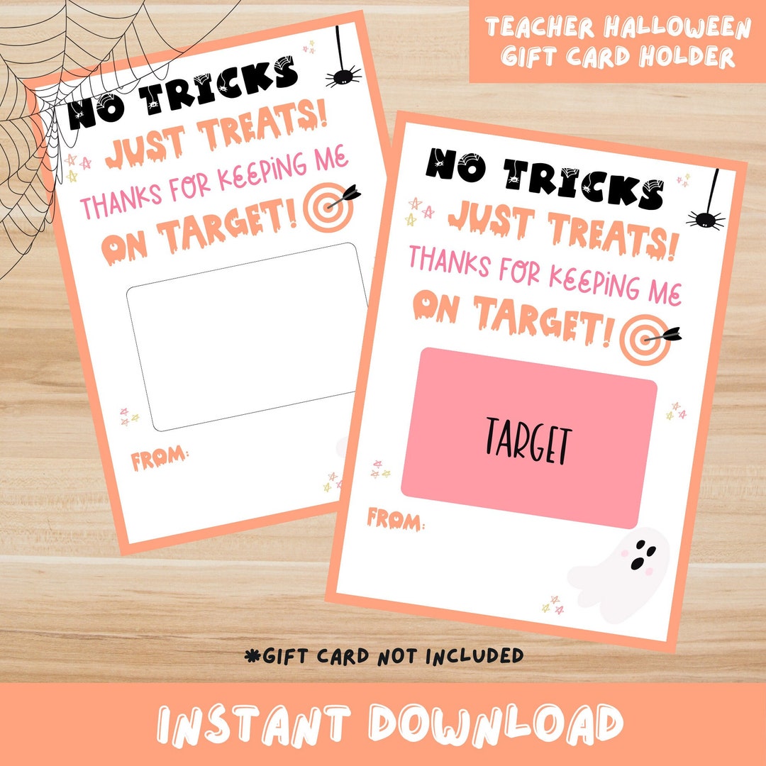 Thank You Teacher Gift, Teacher Halloween Gift Card, Teacher Printable ...