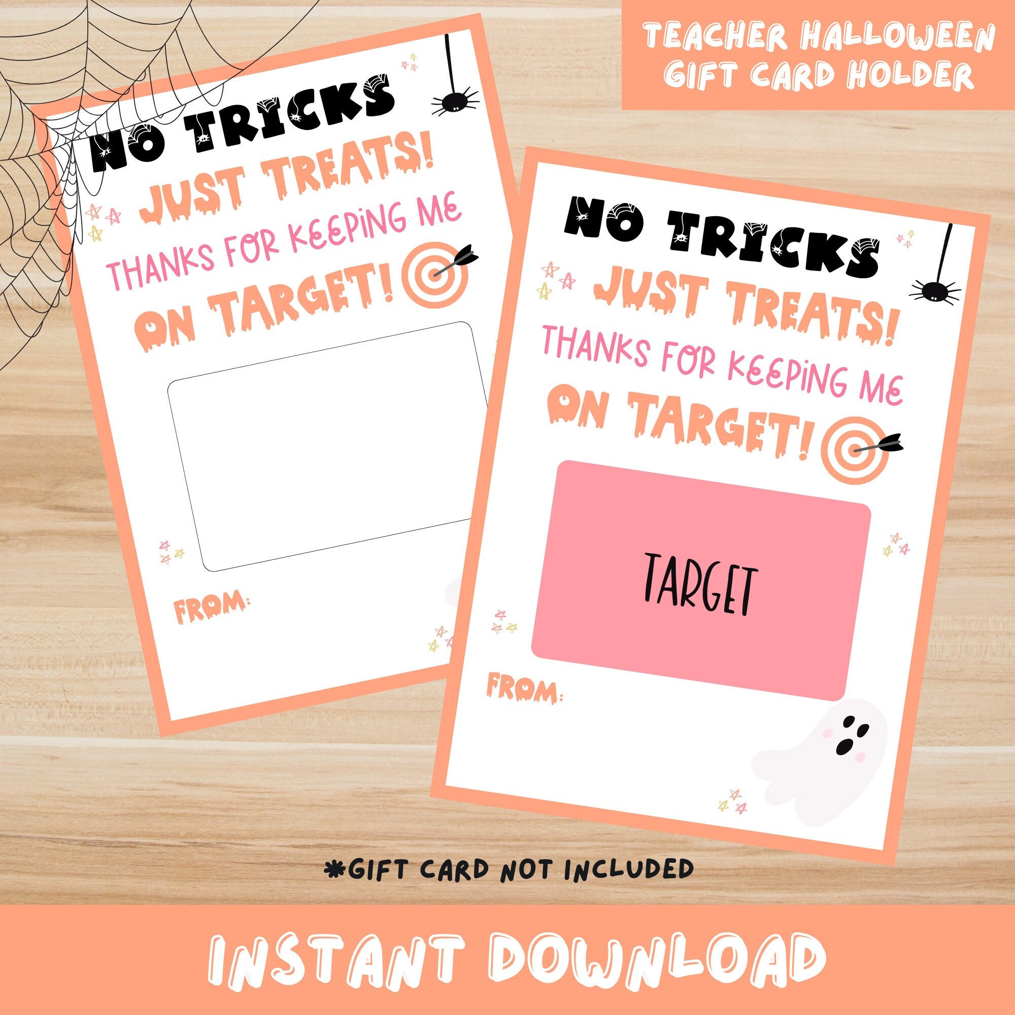 Thank You Teacher Gift, Teacher Halloween Gift Card, Teacher Printable ...