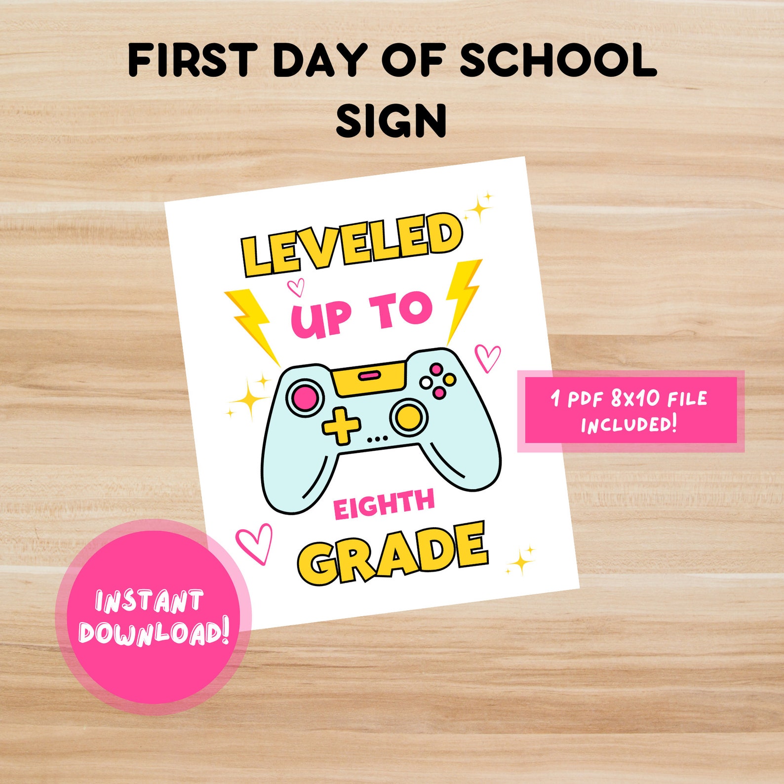 Cute First Day of School Sign Printable Eighth Grade Back to - Etsy