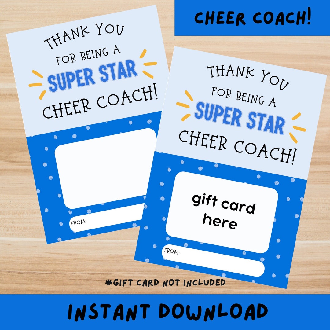 Cheer Coach Gift Card Holder Printable Gift Card for Cheer Coach Cute ...