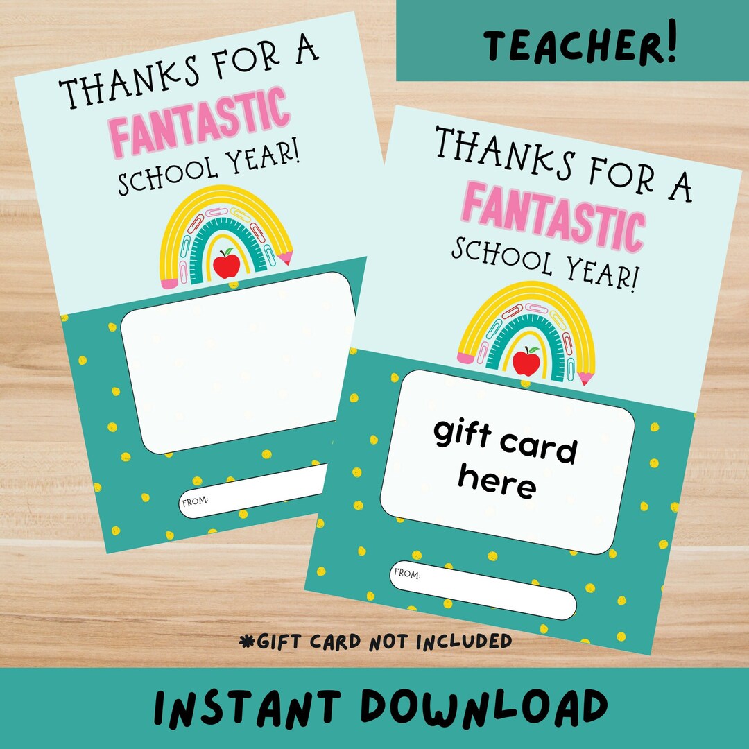 Gift Card Printable for Teacher, Teacher Appreciation Gift, Gift Card ...