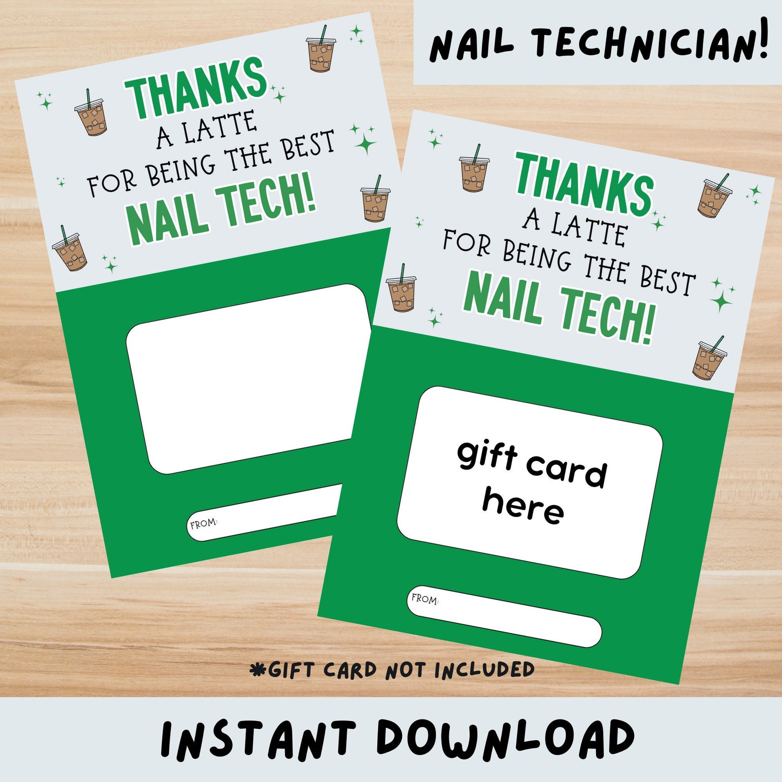 Cute Thank You Gift for Nail Tech Printable Gift Card for Nail ...