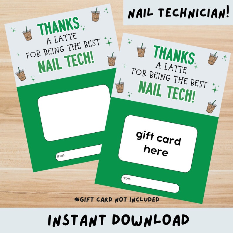 Cute Thank You Gift for Nail Tech Printable Gift Card for Nail ...