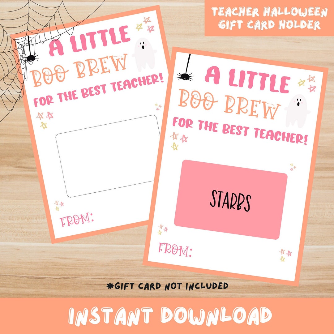 Halloween Gift for Teacher, Teacher Gift Card, Teacher Halloween Gift ...