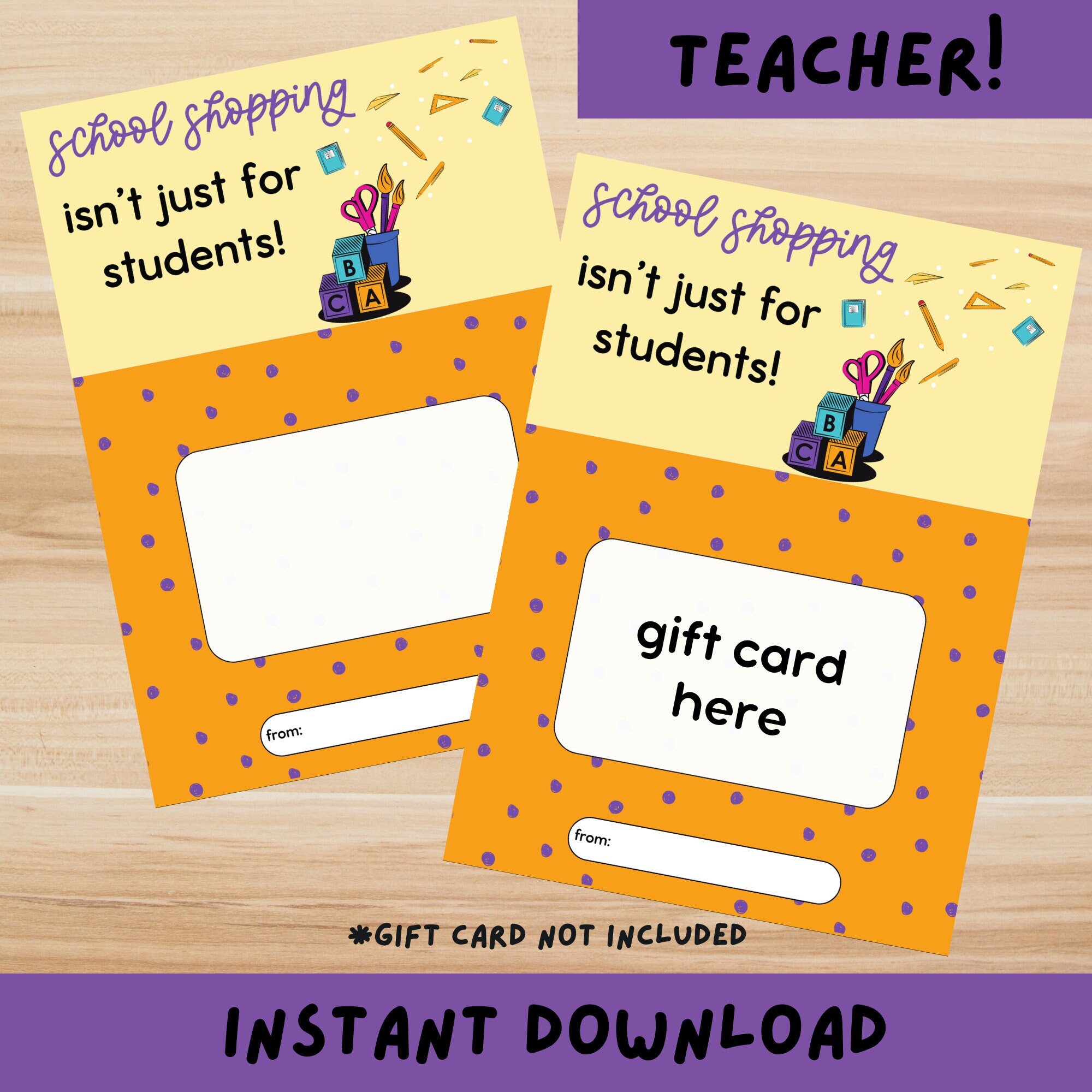 Printable Teacher Gift Card Holder Cute Gift Card for Teacher First ...