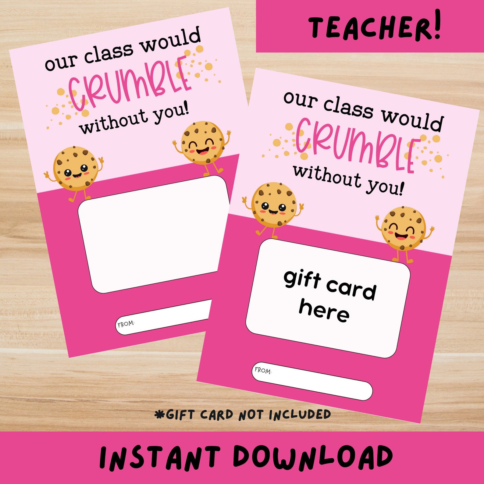 Teacher Appreciation Week Gift Printable Gift Card for Teacher Cute ...