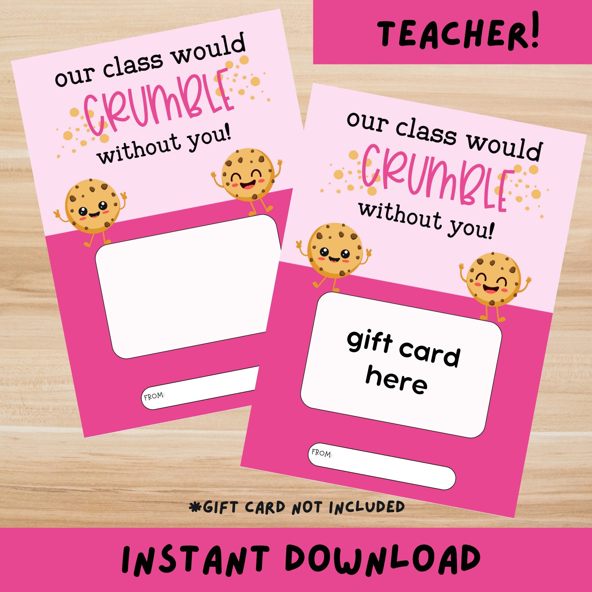 Teacher Appreciation Week Gift Printable Gift Card for Teacher Cute ...