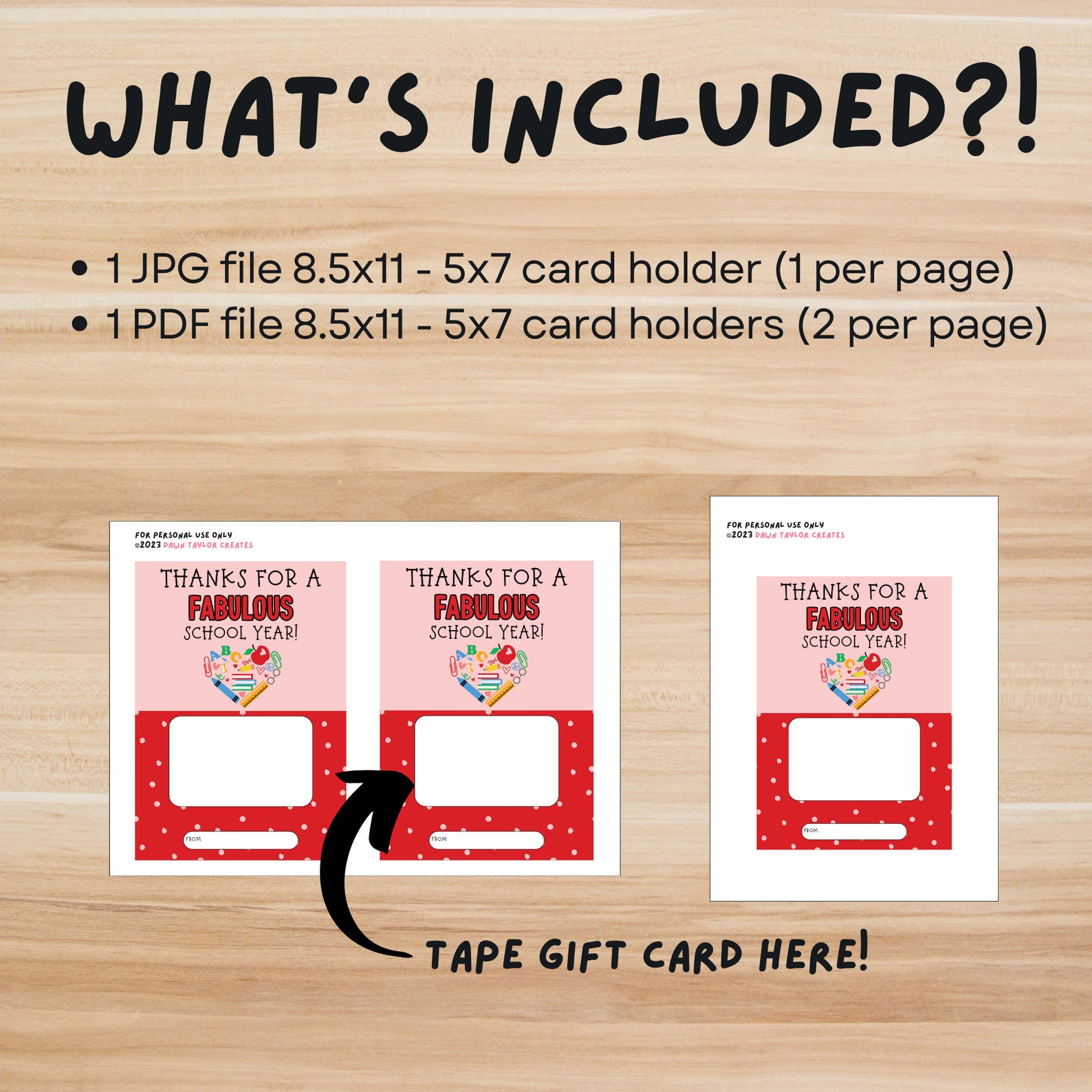 Printable Gift Card for Teacher Cute Teacher Appreciation Week Gift ...