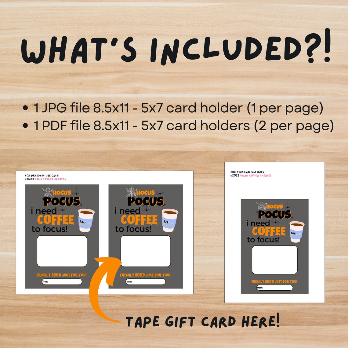 Halloween Coffee Gift Card Holder Halloween Printable Coffee - Etsy