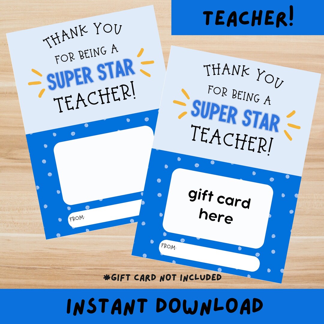 Teacher Appreciation Week Gift Printable Teacher Gift Card Holder ...