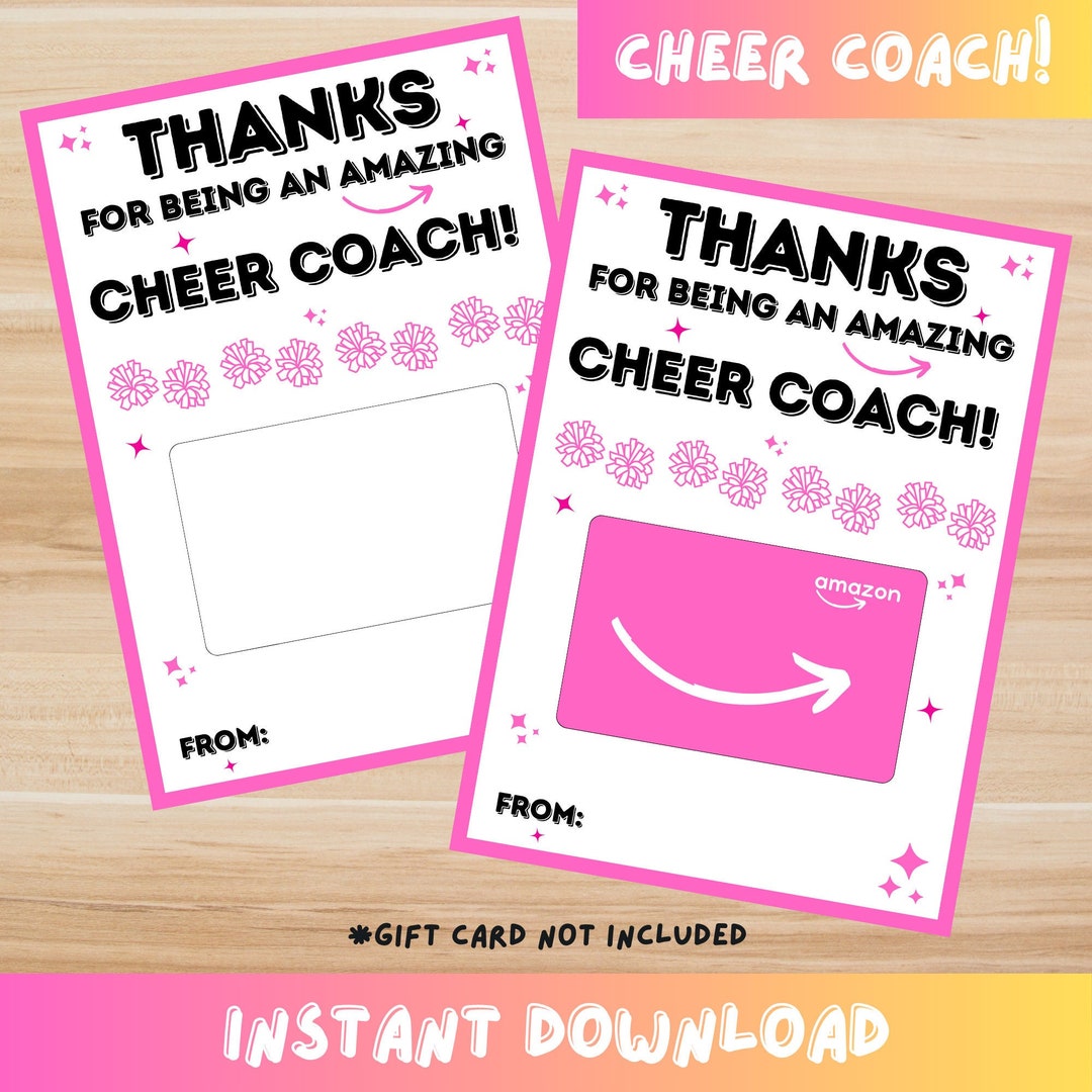 Printable Cheer Coach Gift Thank You Cheer Coach Gift Card Holder Gift ...