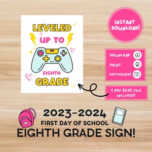 Cute First Day of School Sign Printable Eighth Grade Back to - Etsy