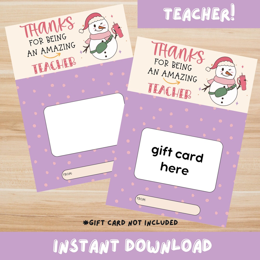 Christmas Teacher Gift Card Holder, Teacher Gift Card for the Holidays ...