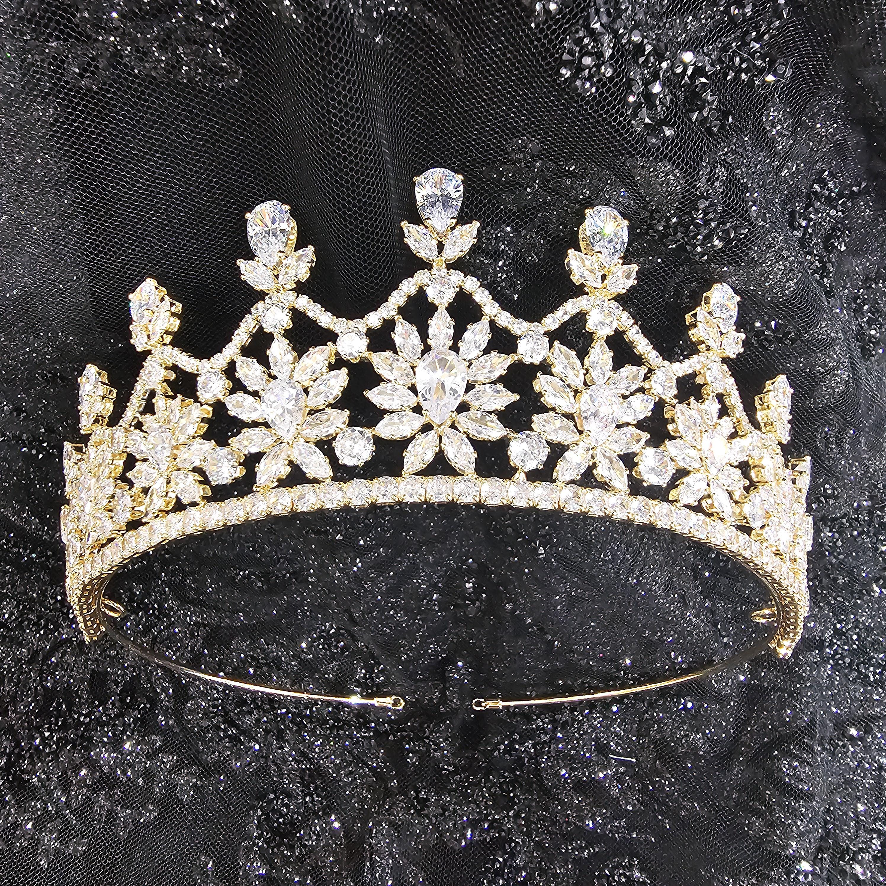 Zirconia Crown, Quinceanera, Sweet Sixteen, CRYSTAL CROWN, Hair Piece ...