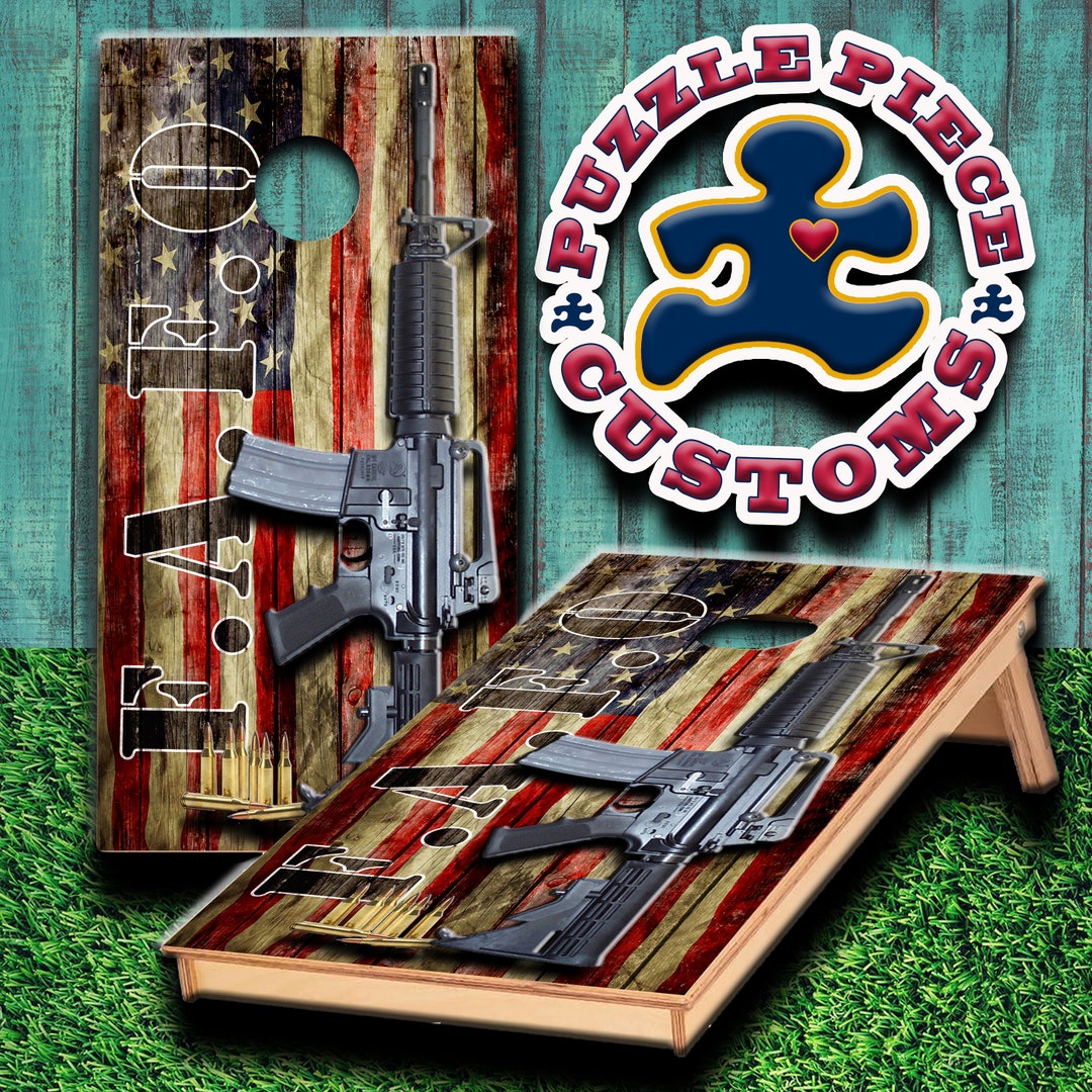 Laminated FAFO Patriot American Flag Gun Cornhole Wrap Set - Etsy