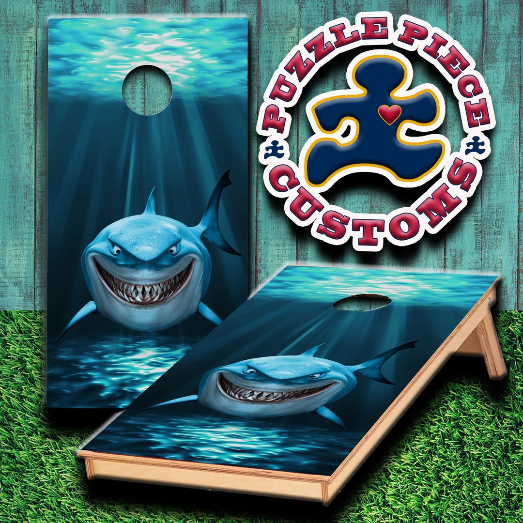 Laminated Shark Sun Rays Cornhole Wrap Set - Etsy