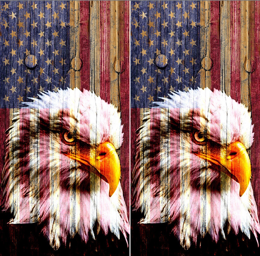Laminated American Flag Eagle Cornhole Wrap Set - Etsy