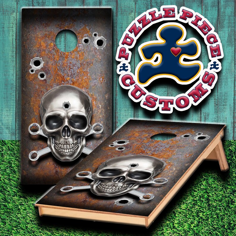 Laminated Skull Rat Rod Style Cornhole Wrap Set - Etsy